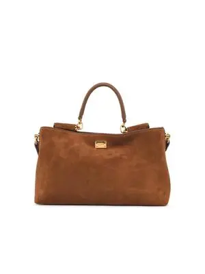 Dolce & Gabbana Medium Vittoria Suede Handbag - Brown