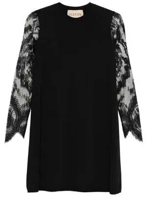 Valentino Garavani Lace Sleeve Mini Dress - Black