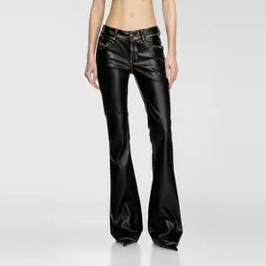 DIESEL® Five-pocket Faux Leather Bootcut Pants