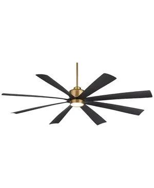 CASA VIEJA 72" Grande Soft Brass Led Ceiling Fan With 18" Downrod - Black