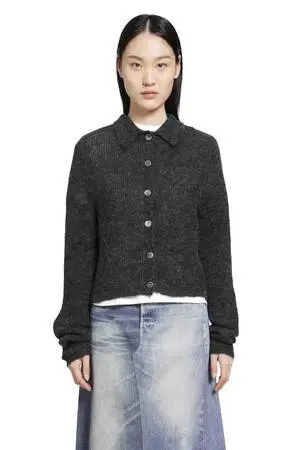 Our Legacy Mazzy Polo Cardigan In Charcoal Melange