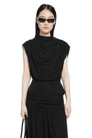 RETORI Draped Viscose Jersey Top - Black