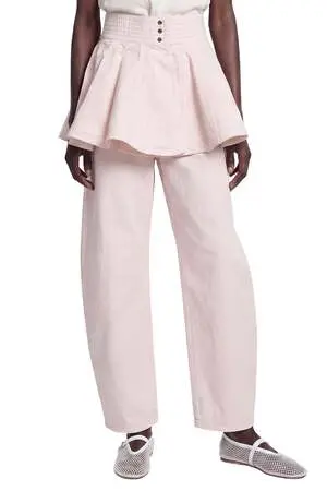 Alaïa Denim Peplum Belt Skirt - Pink