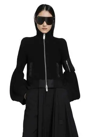 Sacai Leather X Wool Melton Jacket - Black