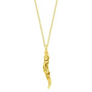 UNALOE Plated Sterling Silver Blindfold Goddess Italian Horn Pendant Necklace - Gold