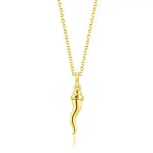 UNALOE Plated Italian Horn With Bowler Hat Pendant Necklace - Gold