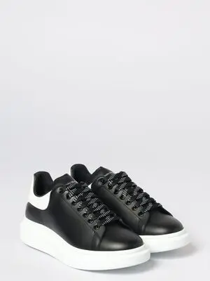 Alexander McQueen Oversize Calf Leather Sneakers With Suede Insert And Chunky Sole - Black