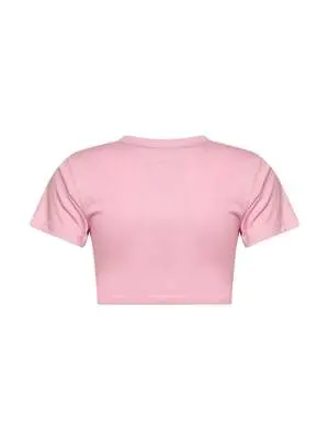 Attico The Attiico Cropped T-shirt With Embroidered Logo - Multicolor