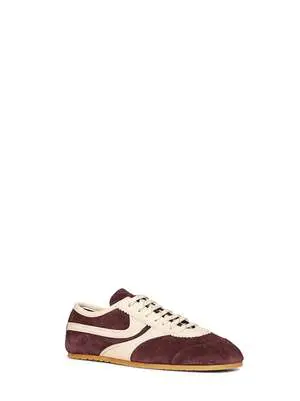 Dries Van Noten Dark Purple Suede Lace-up Sneakers With Leather Accents - Multicolor