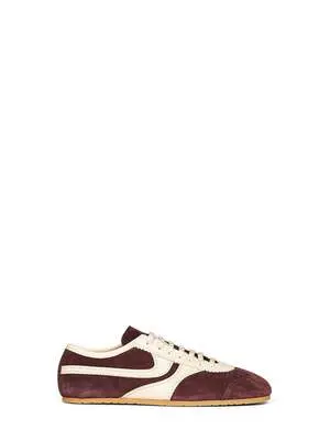 Dries Van Noten Dark Purple Suede Lace-up Sneakers With Leather Accents - Multicolor