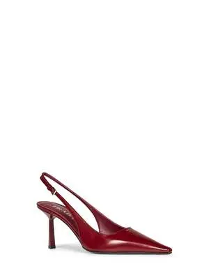 Prada Slingback Pumps With Square Toe And Lacquered Heel