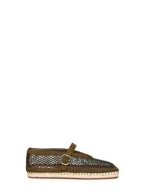 Alaïa Camouflage Green Fishnet And Suede Espadrilles - Multicolor