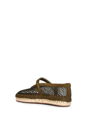 Alaïa Camouflage Green Fishnet And Suede Espadrilles - Multicolor