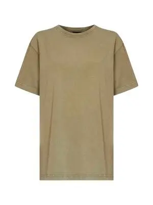 MUGLER Khaki Cotton Jersey Logo T-shirt - Multicolor