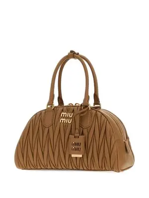 Miu Miu Matelassé Effect Top Handle Bag With Gold-tone Logo - Multicolor