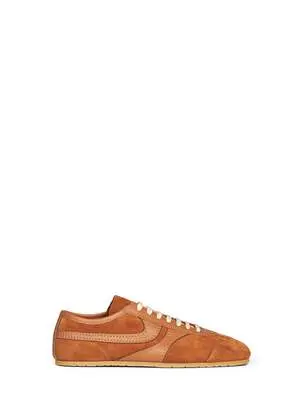 Dries Van Noten Tan Suede Sneakers With Leather Details - Multicolor