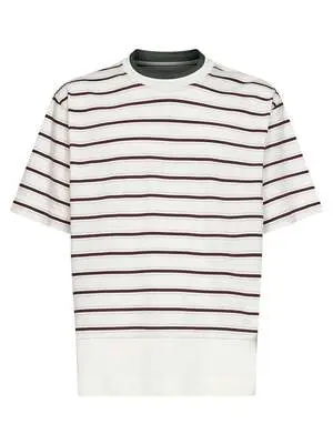 Bottega Veneta White Striped Cotton Layered T-shirt - Multicolor