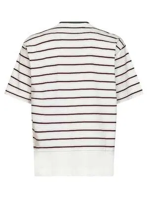 Bottega Veneta White Striped Cotton Layered T-shirt