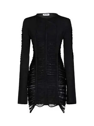 Attico Black Fringed Viscose Knit Mini Dress - Multicolor