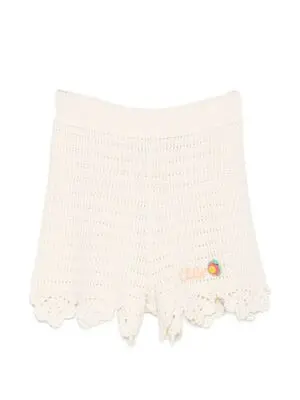 Chloé Chloé Cotton Knit Shorts With Embroidered Logo Multicolor