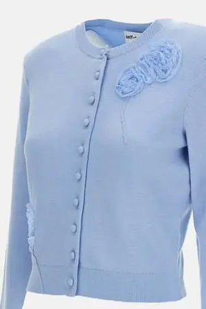 SELF-PORTRAIT Floral Embroidered Knit Cardigan - Multicolor
