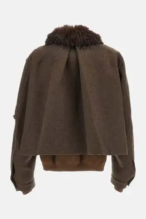 Sacai Wool Melton Blouson With Faux Fur Accents - Multicolor