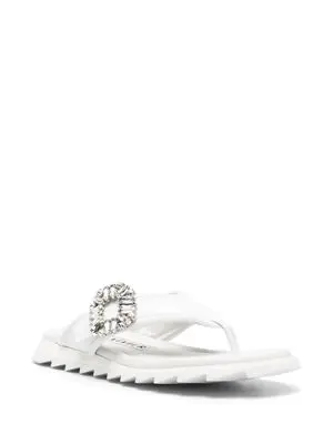 ROGER VIVIER Slidy Flip Leather Thong Sandals - Multicolor