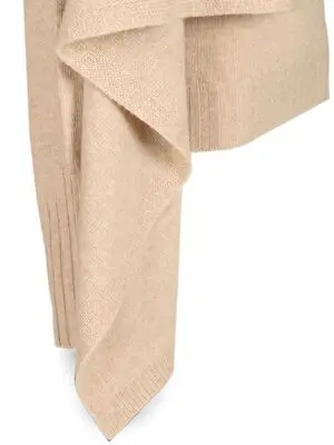 Attico Beige Knit Sweater With Draped Scarf Detail
