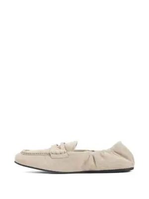 Miu Miu Ruched Suede Leather Loafers - Multicolor