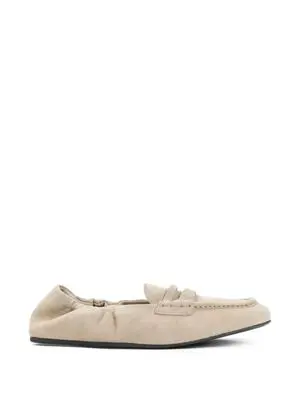 Miu Miu Ruched Suede Leather Loafers - Multicolor