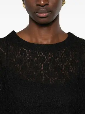 ERMANO SCERVINO Ermanno Scervino Black Lace Embroidered T-shirt
