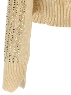 ERMANO SCERVINO Ermanno Scervino Virgin Wool And Cashmere Blend Sweater With Baguette Studs