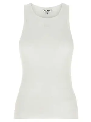 GANNI Ribbed Top - White