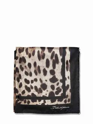 Dolce & Gabbana Brown Leopard-print Silk Twill Scarf - Multicolor