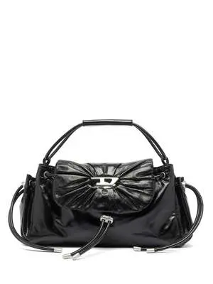 DIESEL® Black Leather Wrinkled Finish Scrunch Handbag - Multicolor