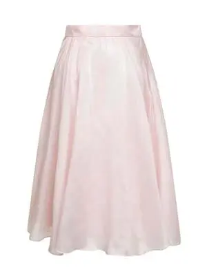 Max Mara Pink Silk Organza Midi Full Skirt - Multicolor