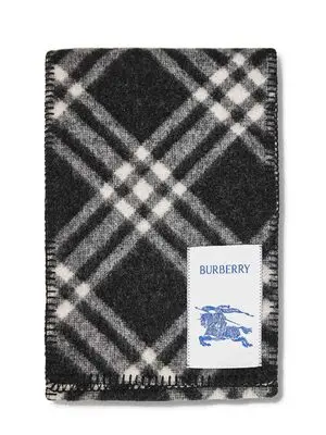 Burberry Black Check Wool Scarf - Multicolor