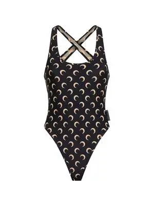 MARINE SERRE Black Jersey Moon One-piece Swimsuit - Multicolor