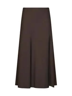 Brunello Cucinelli Dark Chocolate Twill Flute Skirt - Multicolor