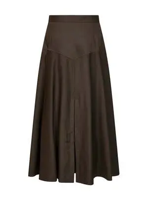 Burberry Wool Twill Belted Midi Skirt