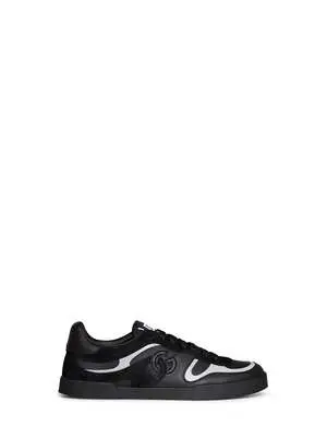 Dolce & Gabbana Black Nappa Calfskin And Suede Portofino Sneakers - Multicolor