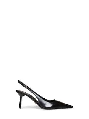 Prada Calzature Black Brushed Leather Slingback Pumps - Multicolor