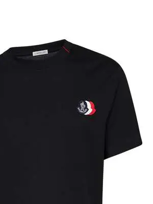 Moncler Black Cotton Jersey Logo T-shirt