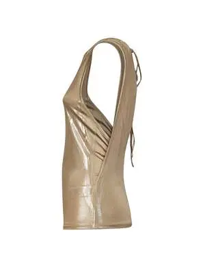 DIESEL® Gold Metallic Stretch Jersey Halter Neck Top