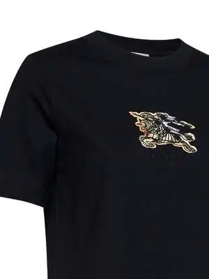 Burberry Black Cotton T-shirt With Equestrian Knight Design