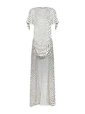 Stella McCartney Black And White Polka Dot Satin Asymmetric Long Dress - Multicolor