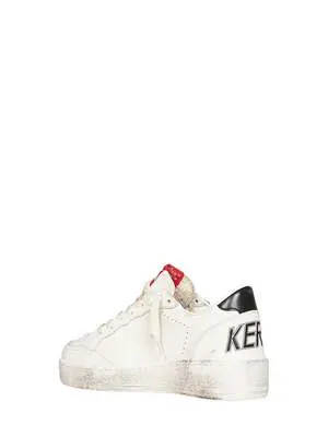GOLDEN GOOSE White Leather Ball Star Sneakers With Leopard Print Star - Multicolor