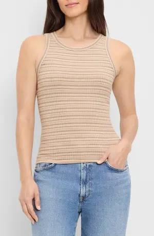 Michael Stars Carolie Ribbed Tank - Macadamia