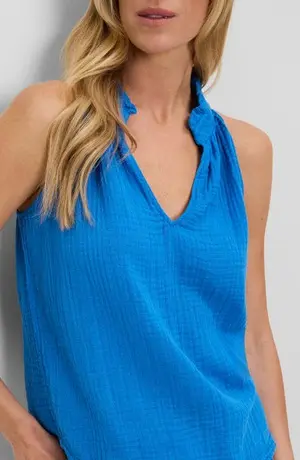 Michael Stars Viola Split Neck Tank - Pacific