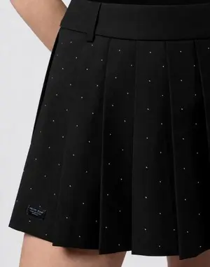 Philipp Plein Crystal Embellished Pleated Mini Skirt
